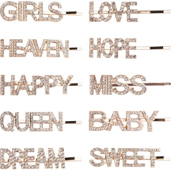 Accessories | 1pcs Word Hair Clip Bobby Pins Sparkly Gold | Poshmark